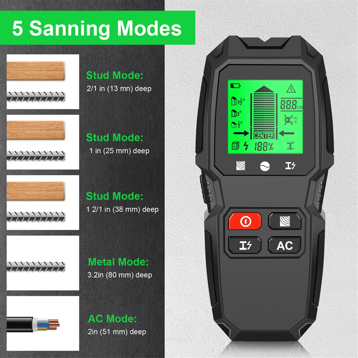 Wall Metal Detector Wall Stud Wood AC Wire Cable Finder - Walmart.com