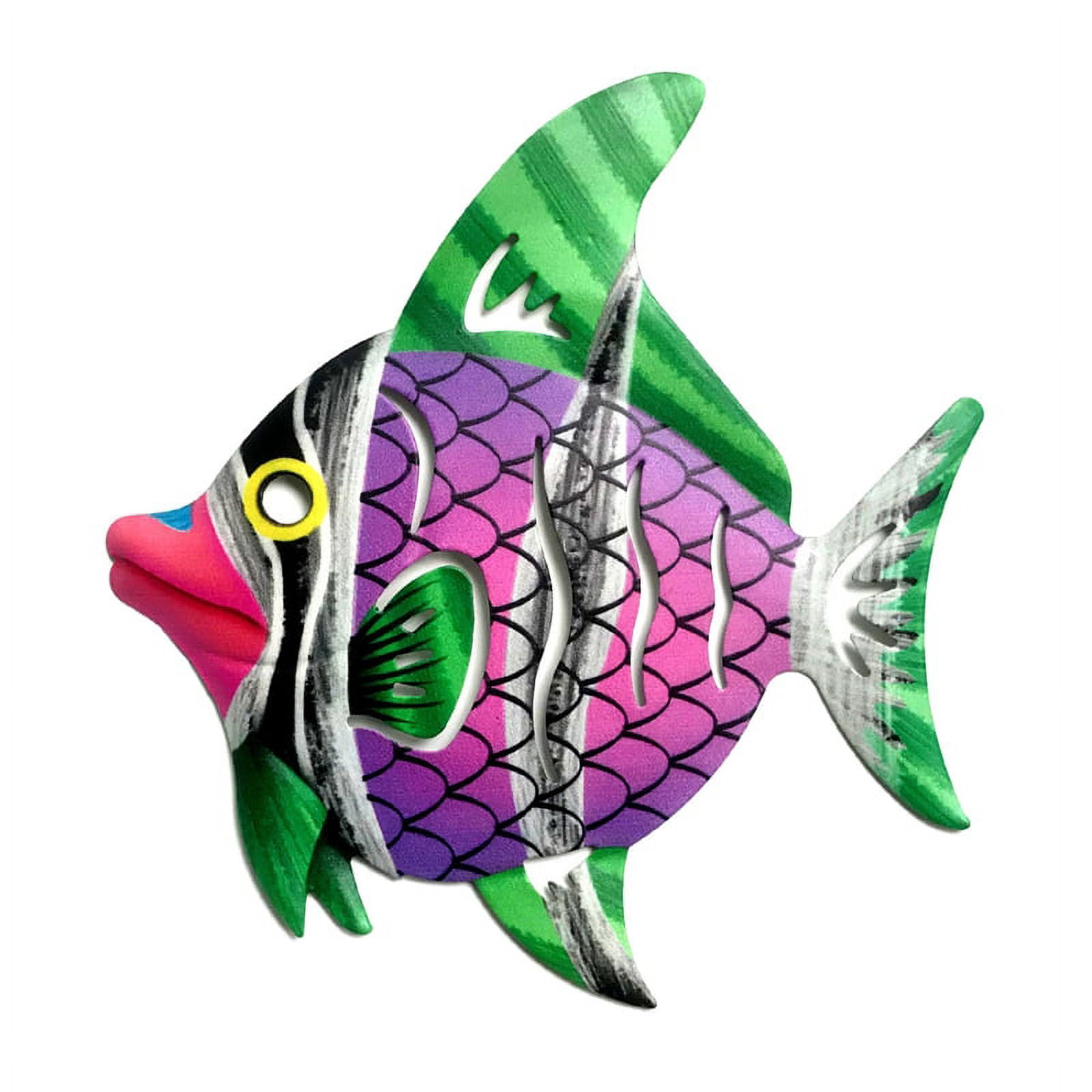 Wall Metal Fish Sculpture Art Crafts Hanging Ornament for Garden Patio ...