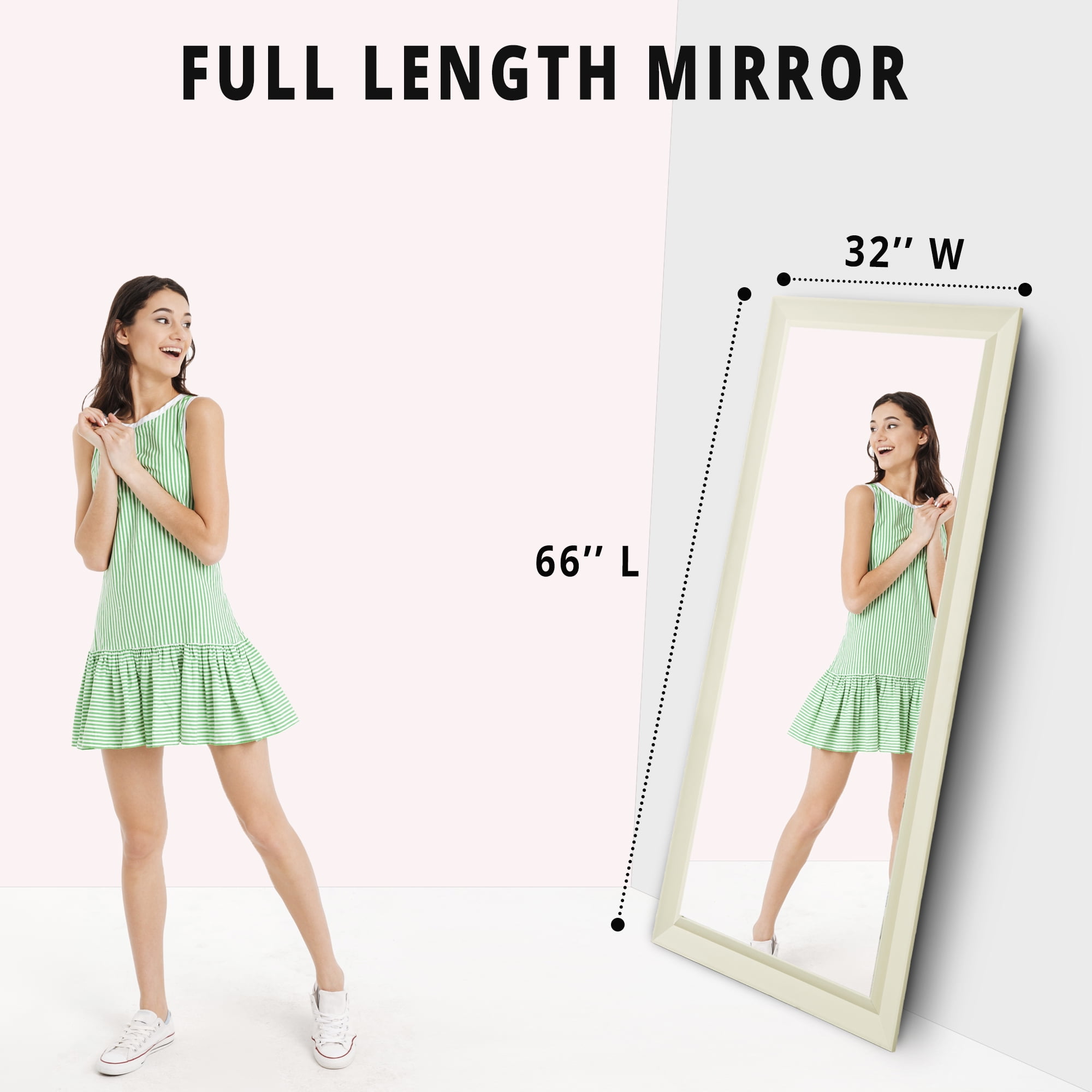 Wall Mirror, Full length Mirror, Framed Bevel Leaner Mirror, Full Body ...