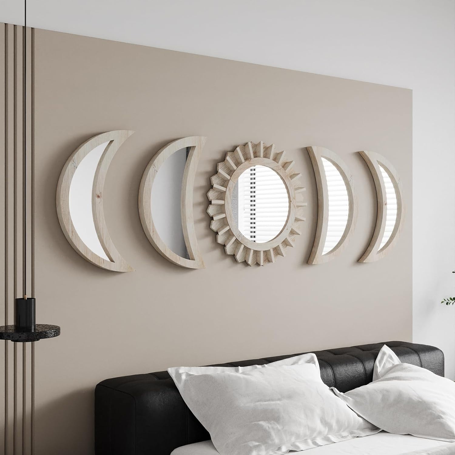 Wall Mirror, Moon Phase Mirror Set, Wall Decor for Bedroom, Bohemian ...