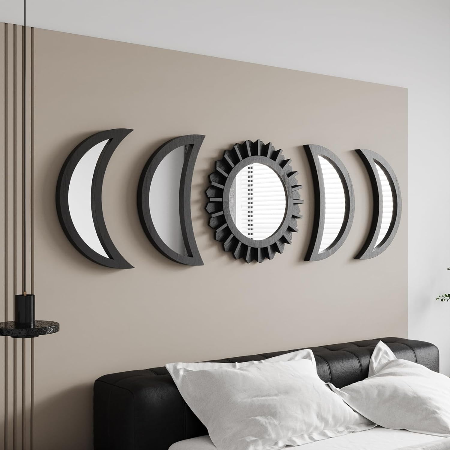 Wall Mirror, Moon Phase Mirror Set, Wall Decor for Bedroom, Bohemian ...