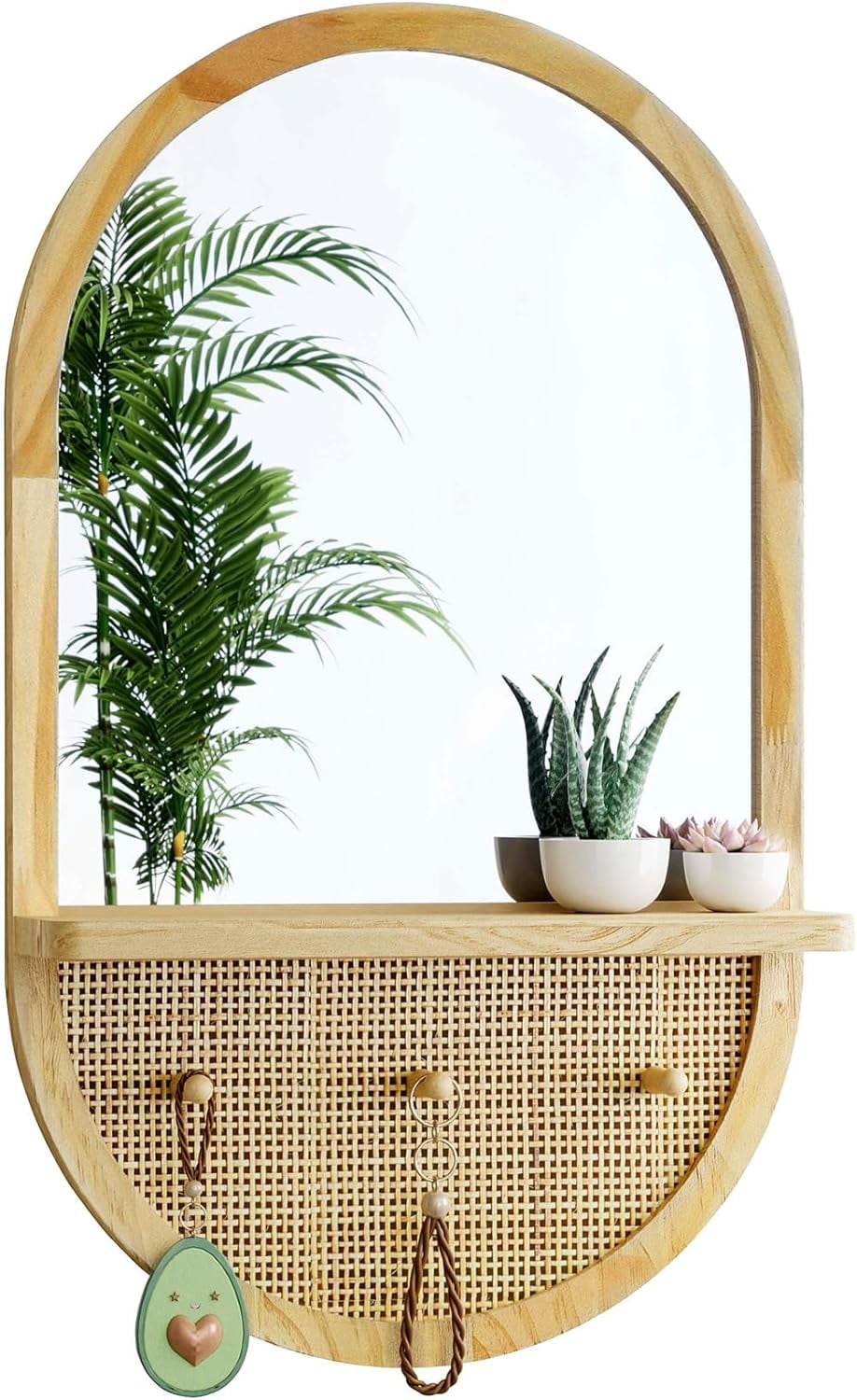 Wall Mirror with Shelf and Coat Hooks, 30x18 Inch Entryway Decorative ...