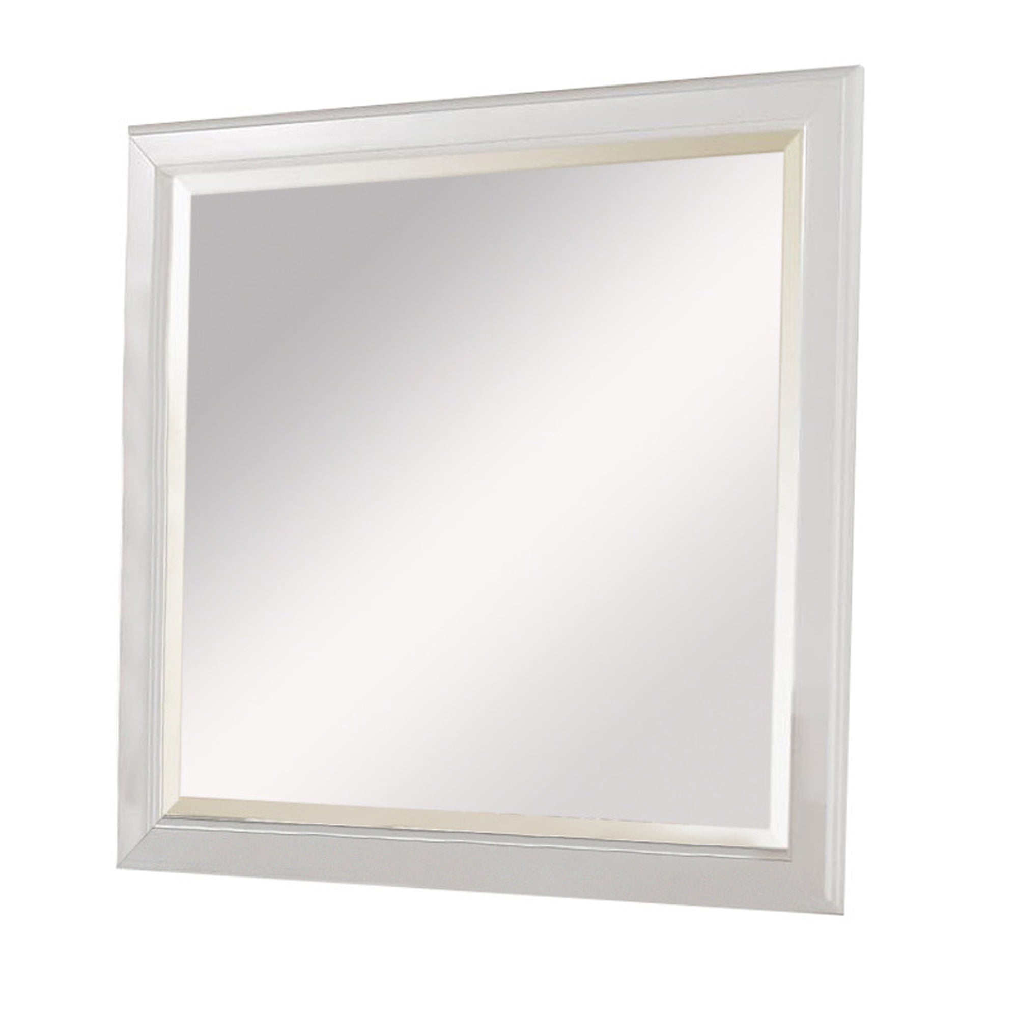 Elegant Wooden Rectangular Wall Mirror with Raised Edges, White ...