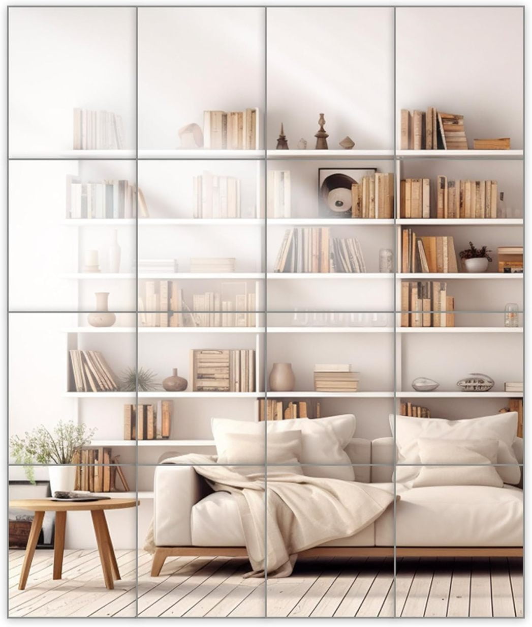 Wall Mirrors, 14''x 12'' Glass Wall Mirror Tiles (16 PCS), Large Full ...