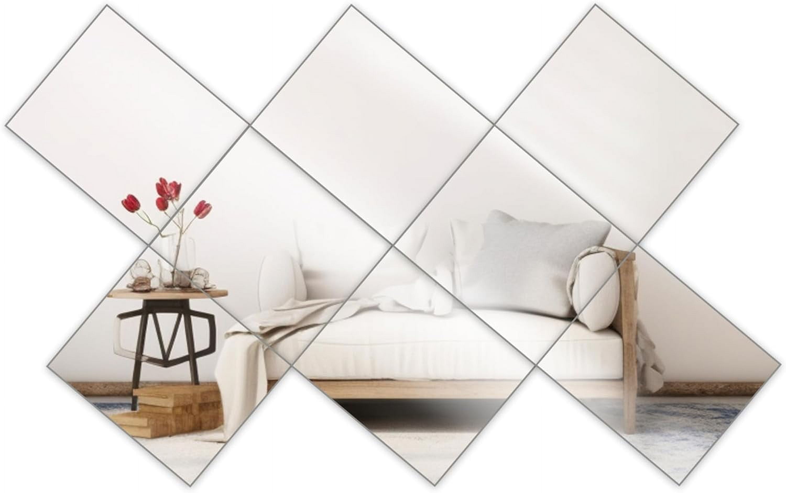 Wall Mirrors, 14''x 12'' Glass Wall Mirror Tiles (8 PCS), Large Full ...
