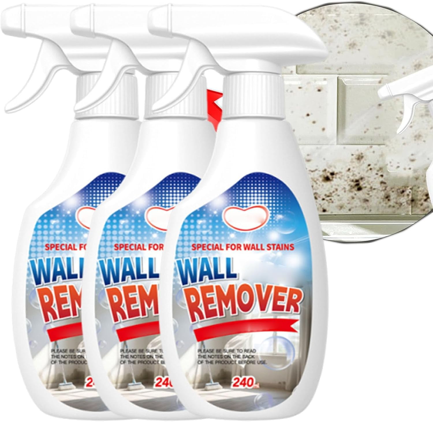 Wall Mold Remover Spray, 8.12 fl.oz Powerful Mildew Stain Cleaner for ...