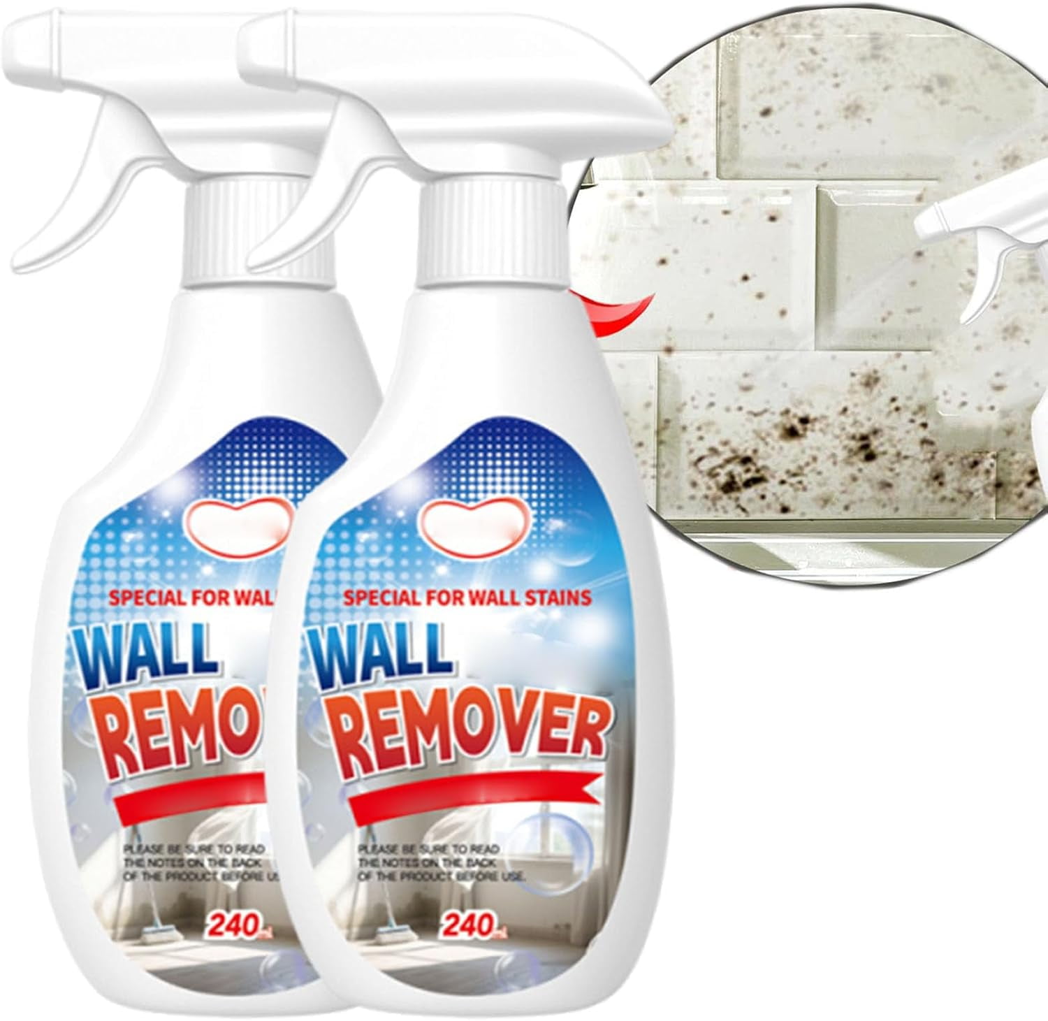 Wall Mold Remover Spray, 8.12 fl.oz Powerful Mildew Stain Cleaner for ...
