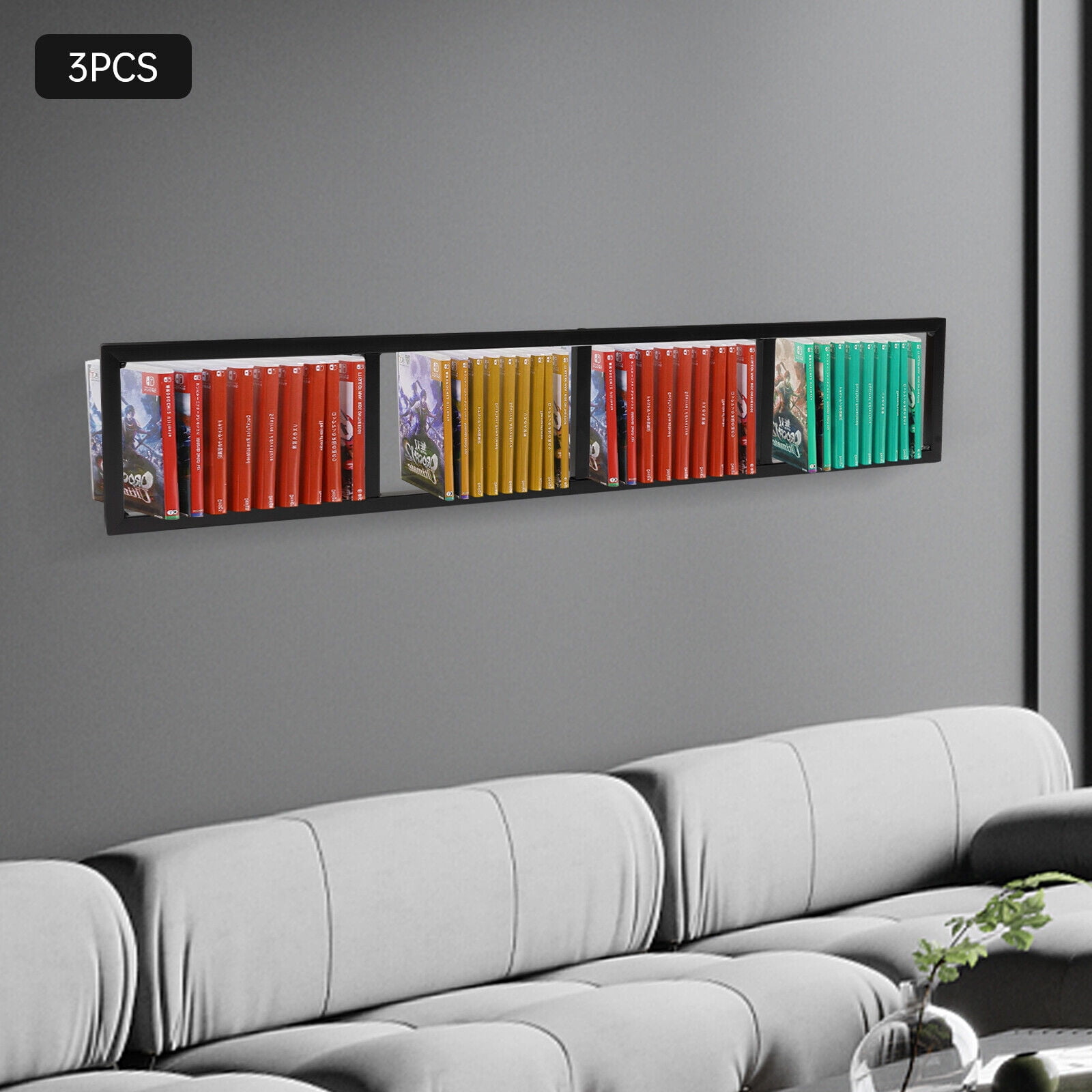 Wall Mount 34 Inch Media Storage Rack CD DVD Organizer Metal Shelf ...