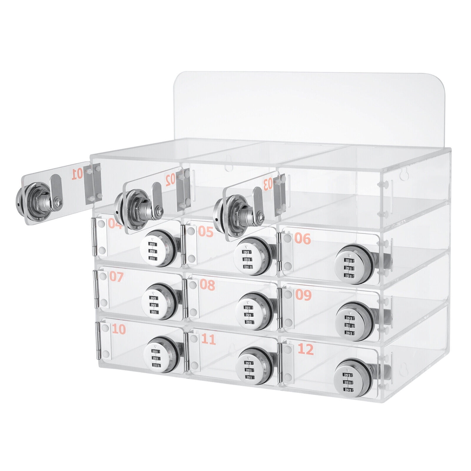 Wall Mount Acrylic Cell Phone 12 Slots Clear Locker Box Tabletop ...
