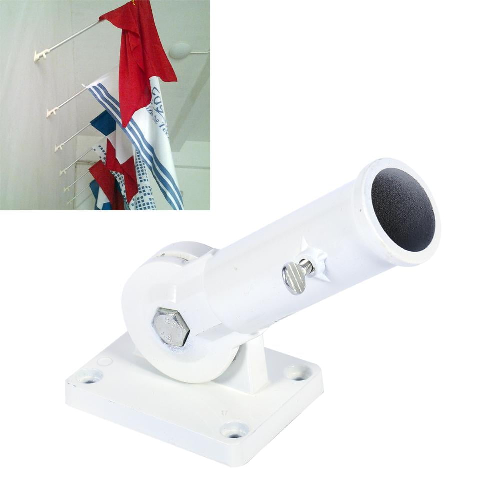 White Metal Wall Mount Adjustable Flag Pole Holder Bracket with Screws ...