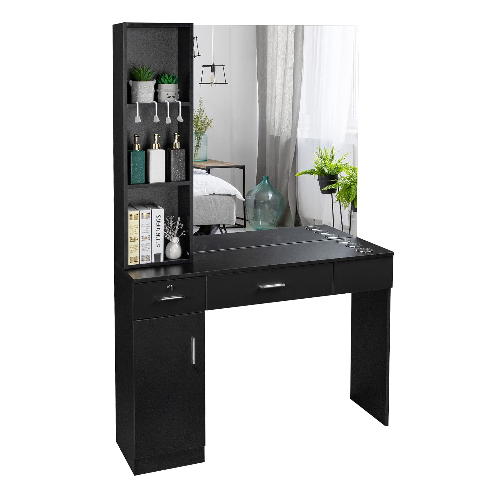 Wall Mount Barber Station with Mirror, Salon Stations for Hair Stylist ...