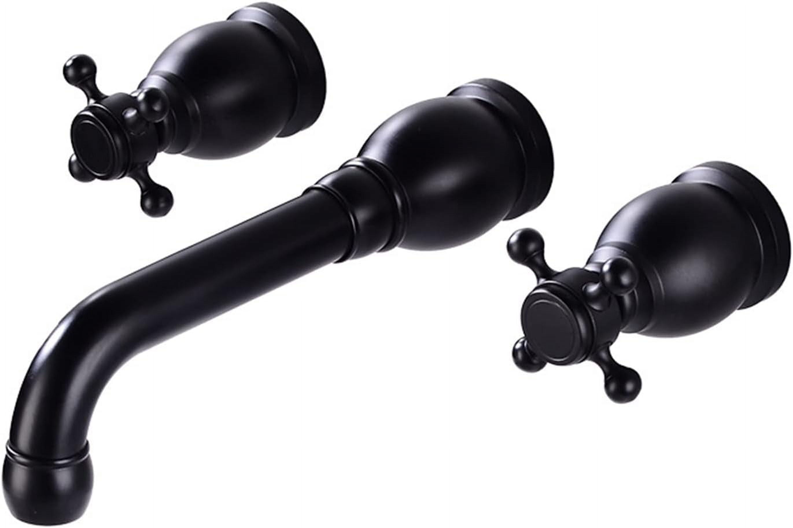 Wall Mount Bathroom Faucet Black, Solid Brass, 360 Swivel Spout Sink ...