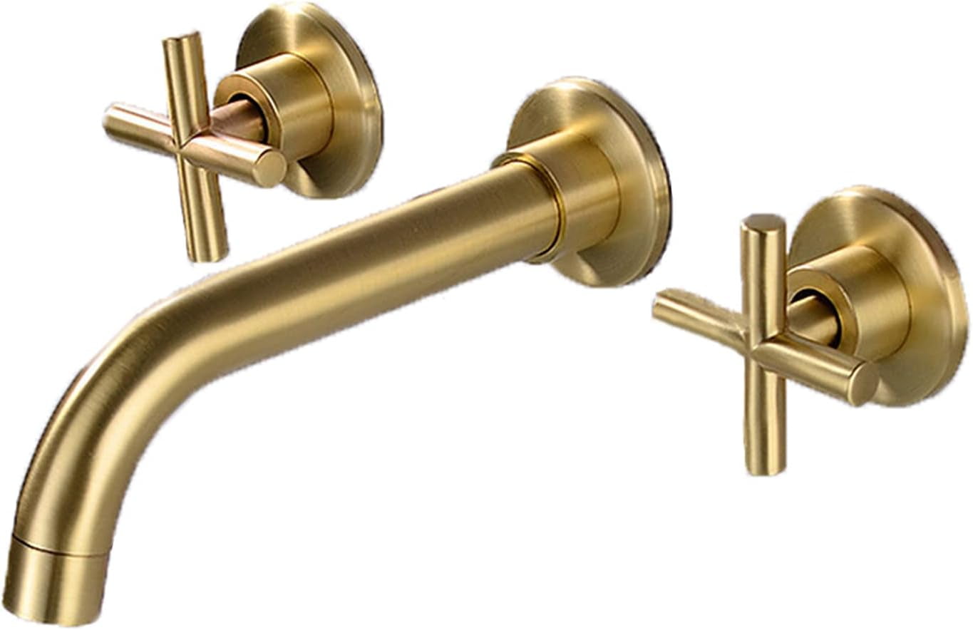 Wall Mount Bathroom Faucet,Hot and Cold Sink Mixer Tap Faucet,Double ...