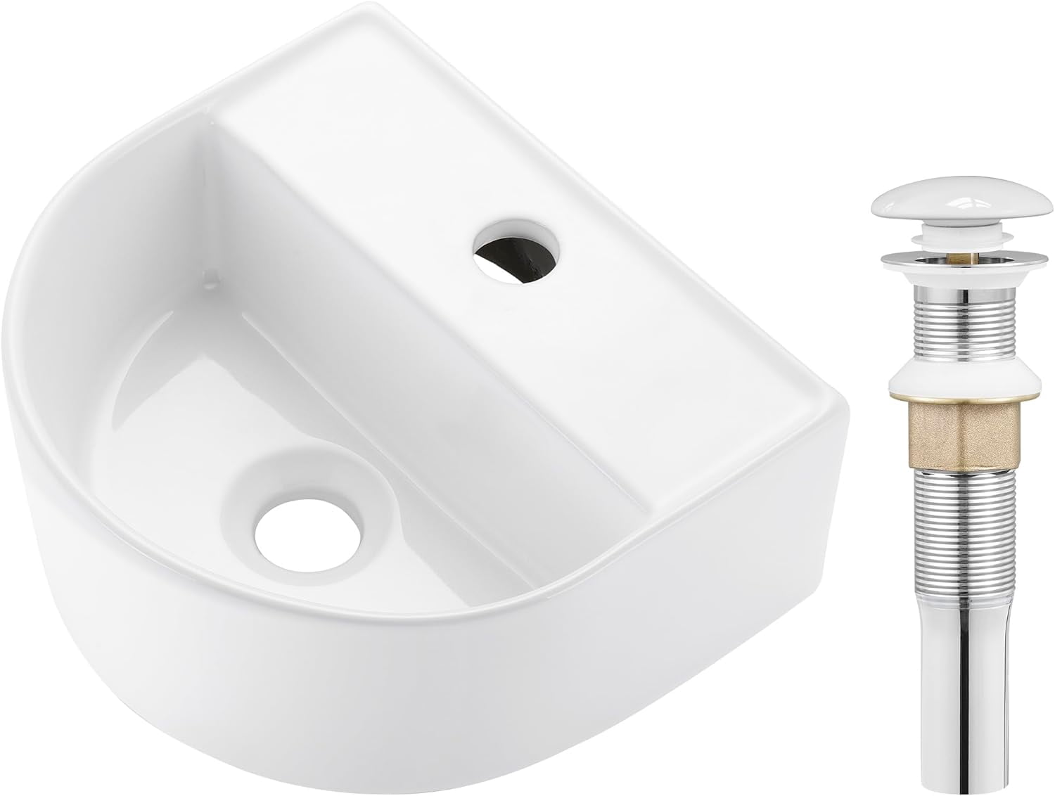 Wall Mount Bathroom Vessel Sink with Pop-up Drain, Small Bathroom Sink ...