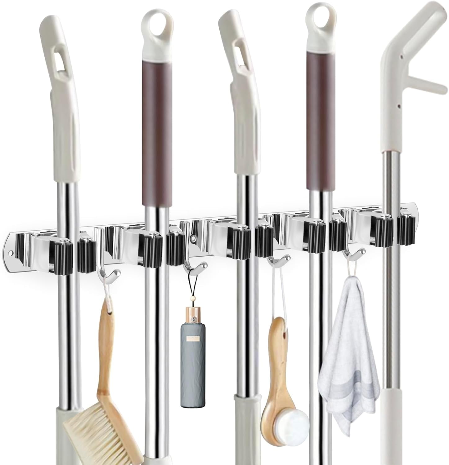 Wall Mount Broom Holder Stainless Steel Broom Organizer Self Adhesive ...