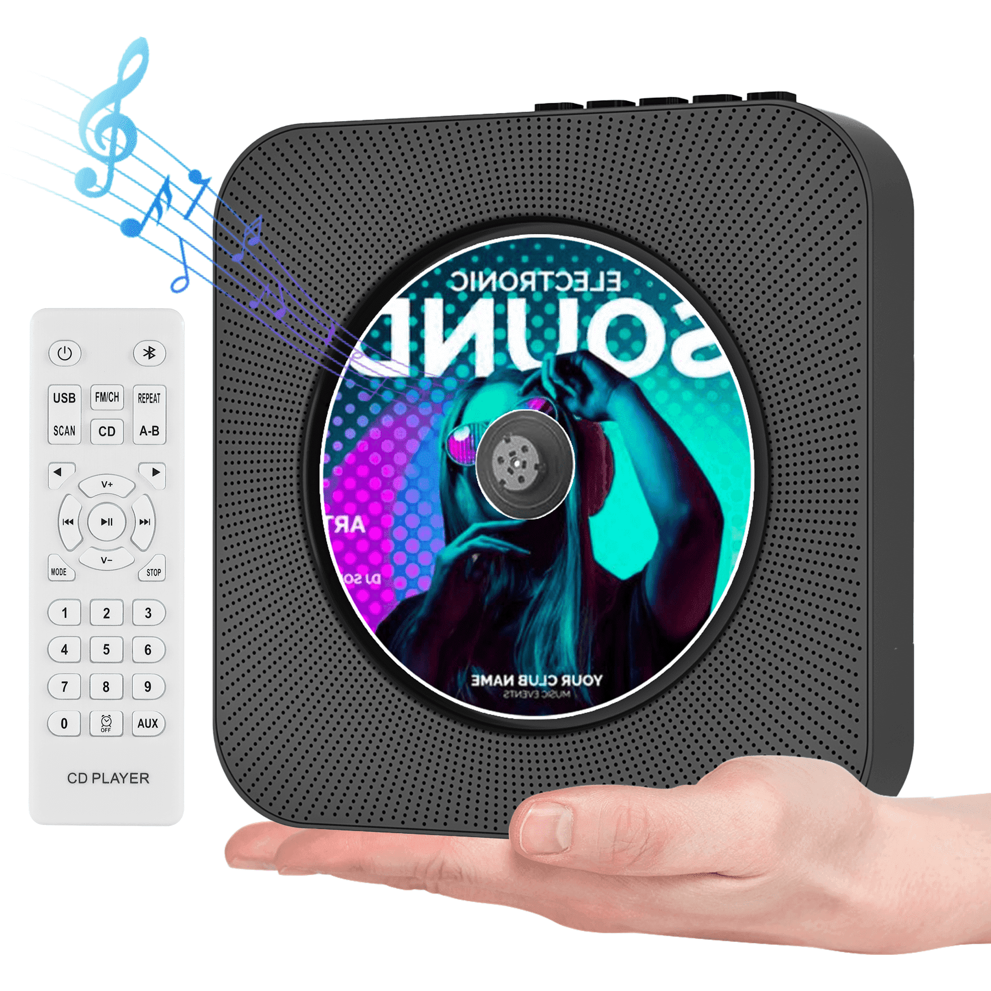 Wall Mount CD Player with Speakers Home CD Players Support FM Radio/USB ...