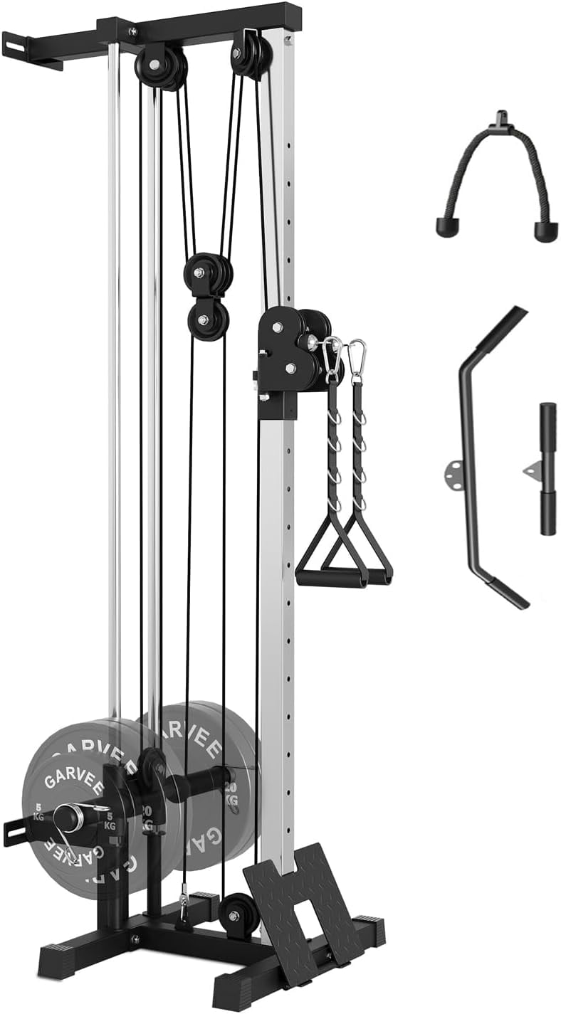 Wall Mount Cable Machine, Dual Pulley System with 18 Adjustable ...