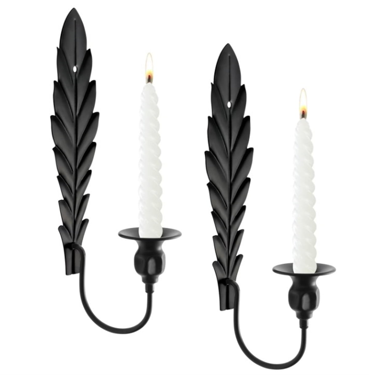 Wall Mount Candle Holder Set of 2,Leave-Shaped Wrought Iron Candlestick ...