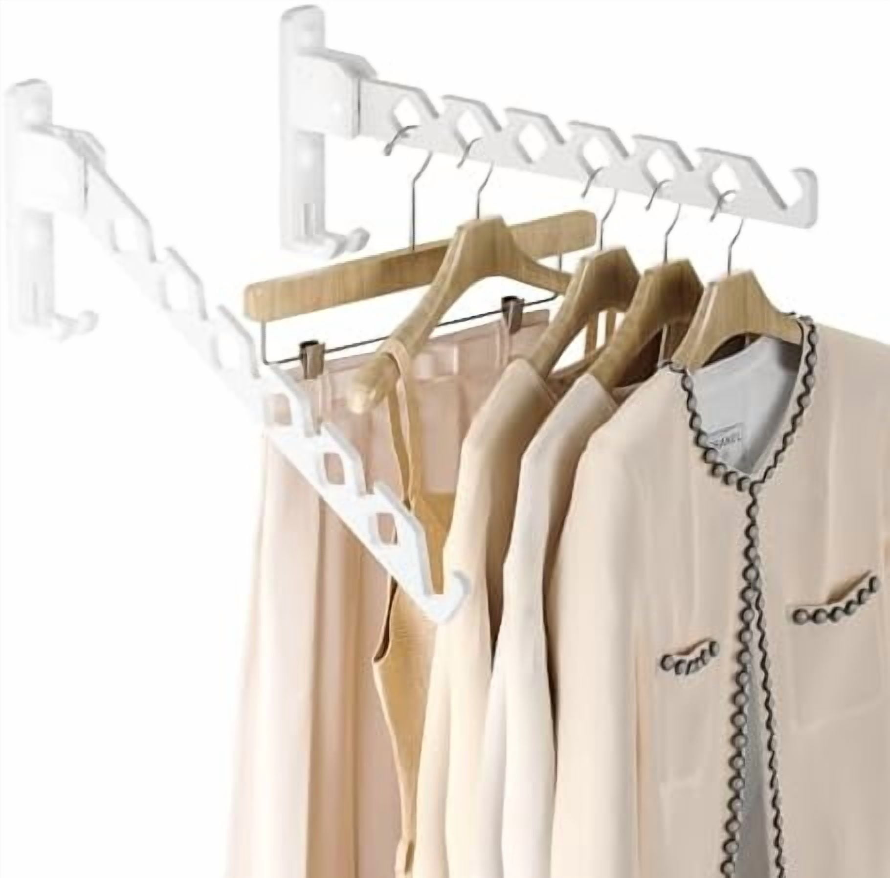 Wall Mount Coat Hanger Holder White Clothes Drying Organizer Rack ...