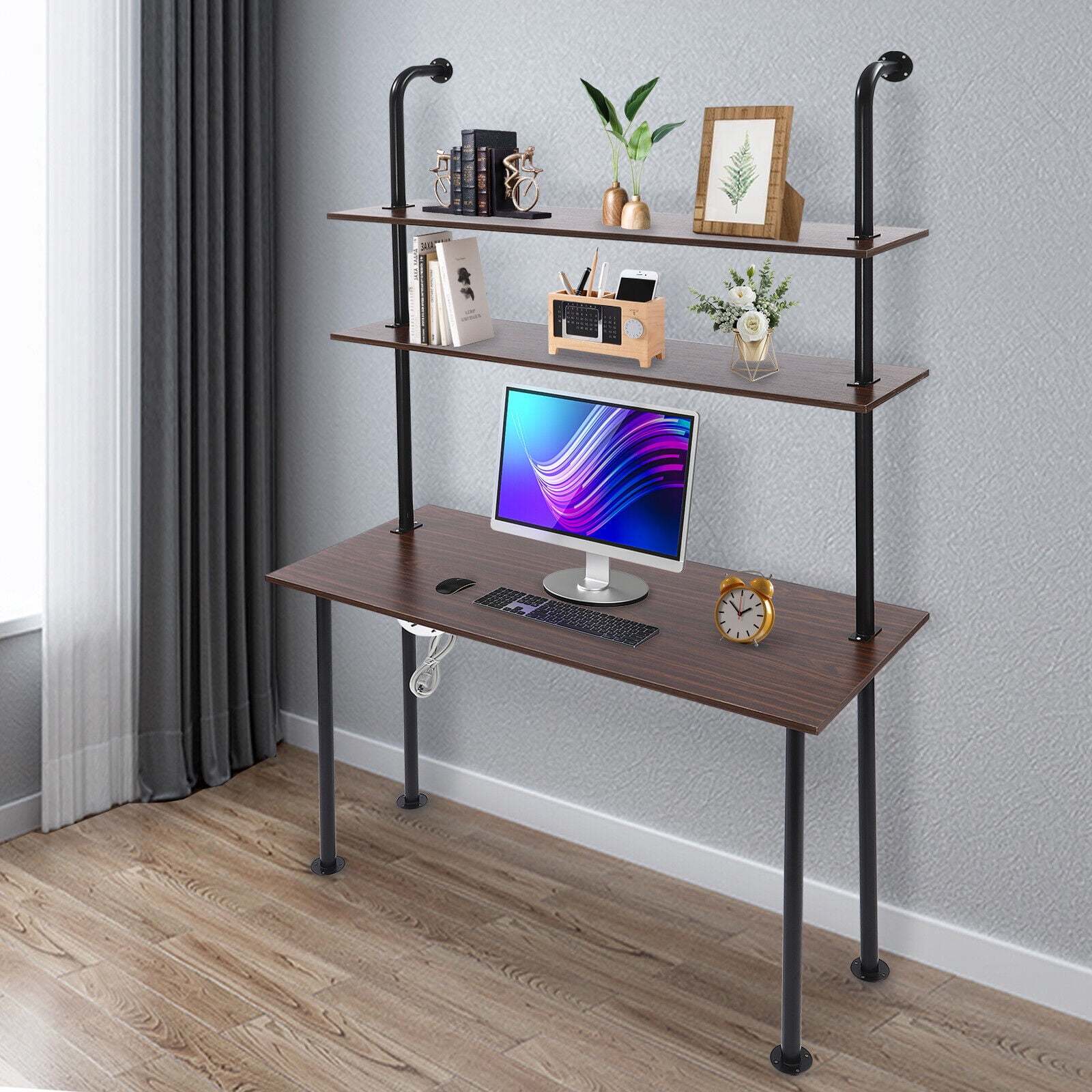 Wall Mount Computer Writing Table, 3 Tiers Wall Mounted Desk,Wall ...