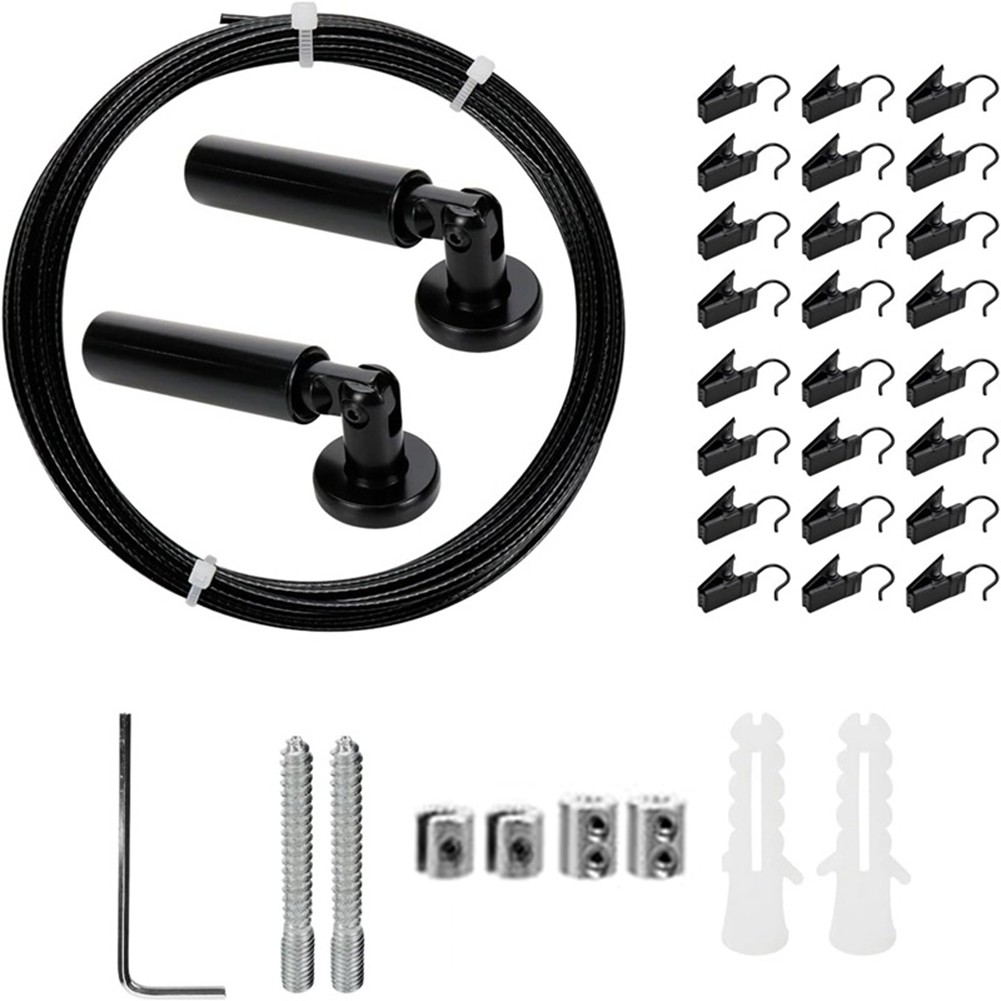 Wall Mount Curtain Wire Rod Set 5M Adjustable Curtain Drape Wire Rod ...