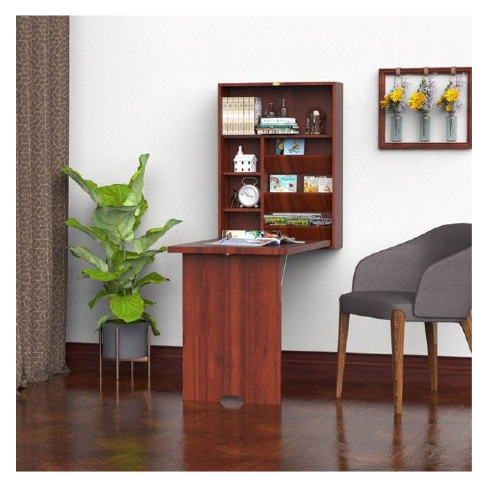 Wall Mount Desk Cabinet-Mahogany - Walmart.com