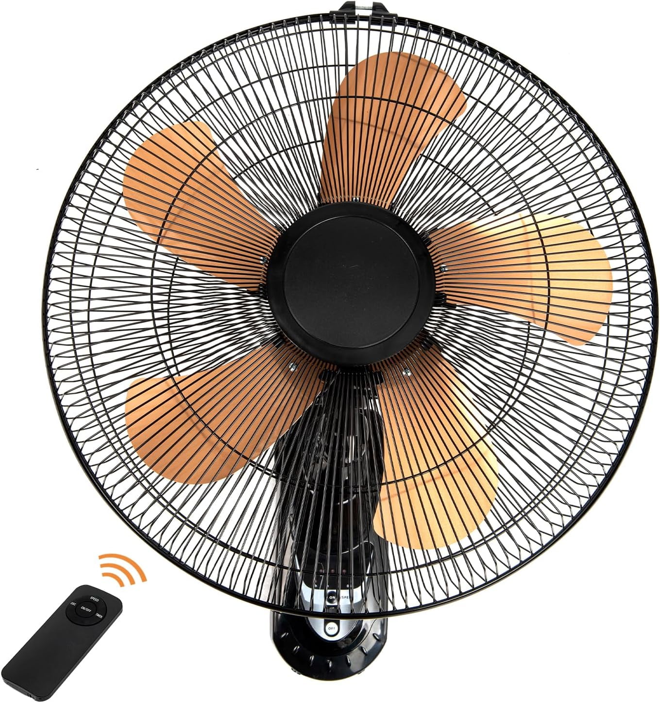 Wall Mount Fan with Remote, 3-speed Wall Oscillating Quiet Fan with 5 ...