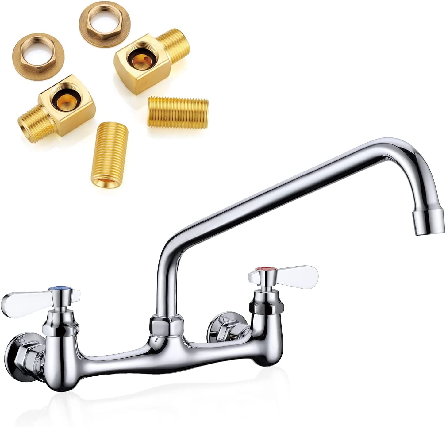 Wall Mount Faucet 14 Inches Swivel Spout Commercial Sink Faucets 8 ...