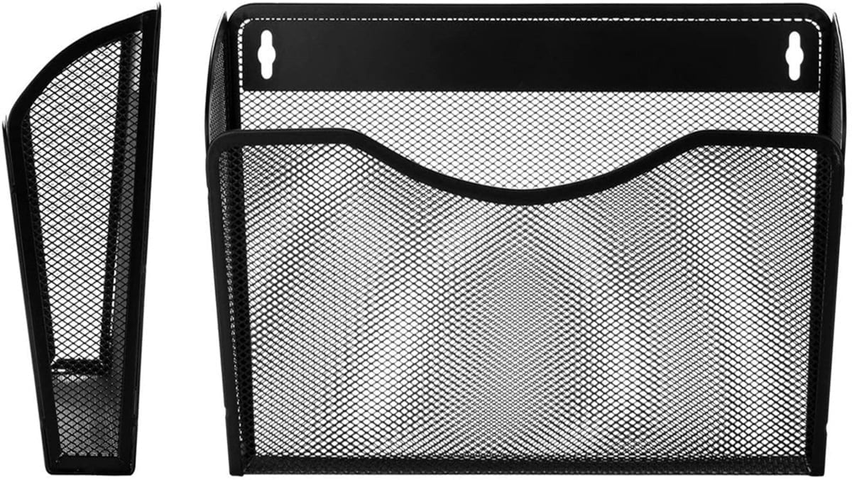 Casewin Single Pocket Wall Mountable File Organizer, Black Metal Mesh ...