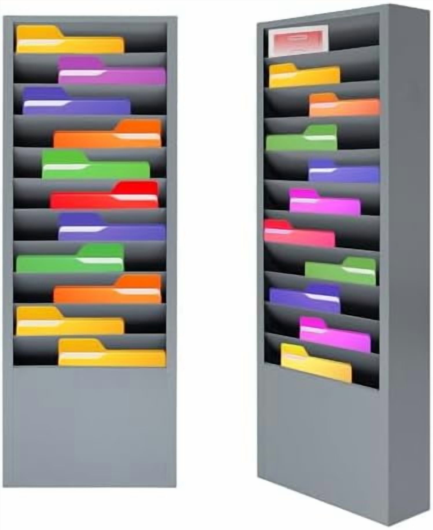 Wall Mount File Holder Rack with 11 Tiered Pockets, 36" H x 13.3" W x 4 ...