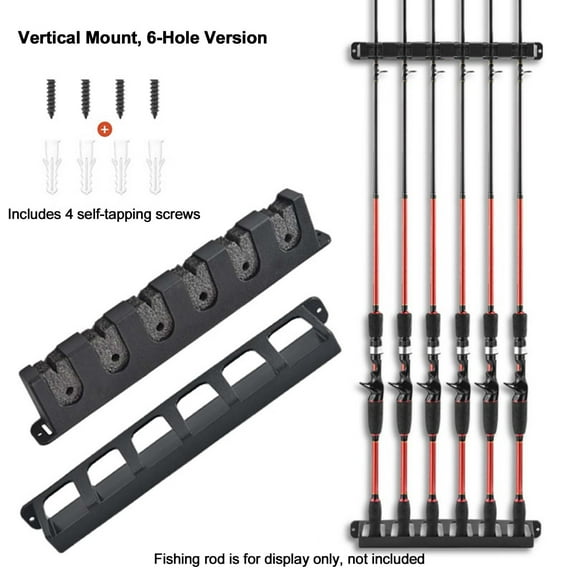 Wall Mount Fishing Rod Holder Rack, Holds 6 Rods with Protective EVA ...