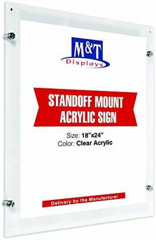 Wall Mount Floating Clear Acrylic Frameless Picture Frame with Brushed ...