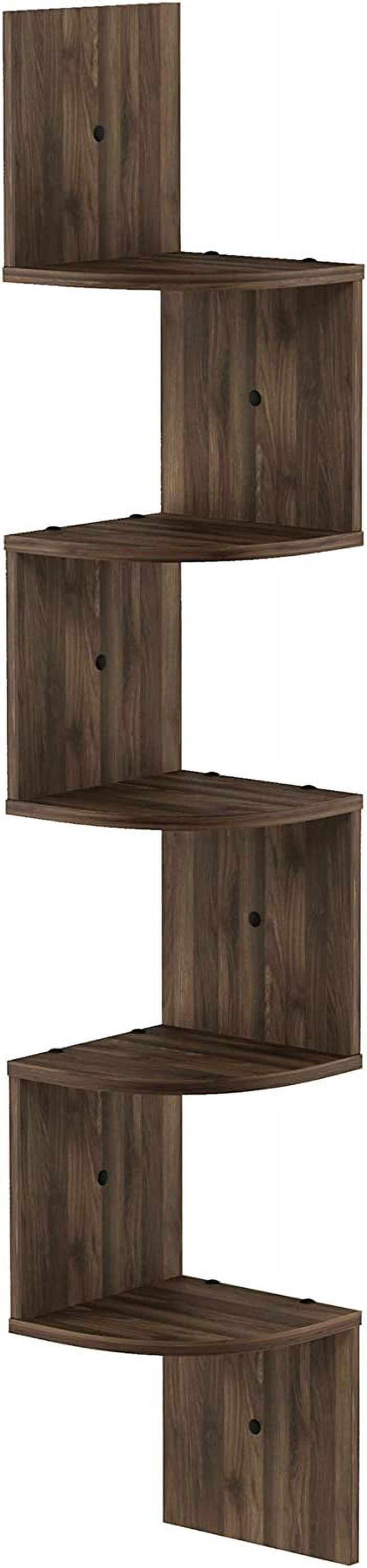 Wall Mount Floating Corner Shelf, 5-Tier Radial, Columbia Walnut ...