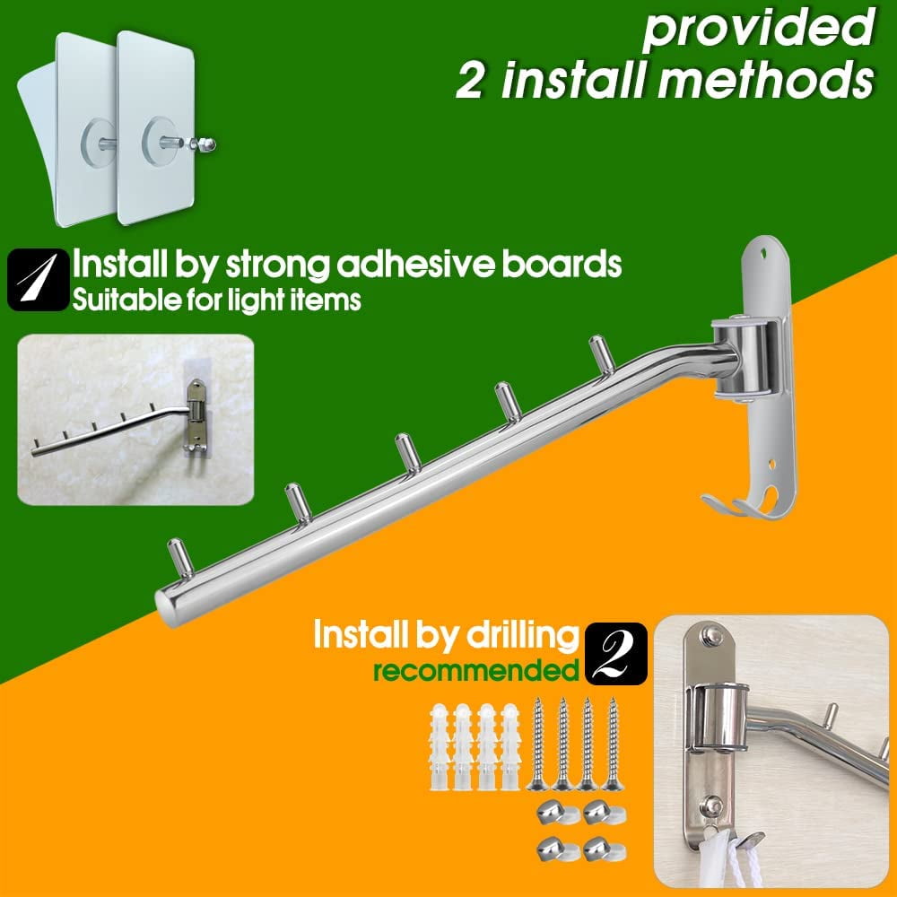 Wall Mount Folding Clothes Drying Rack Collapsible Laundry Stainless ... Wall Mount Folding Clothes Drying Rack Collapsible Laundry Stainless ...