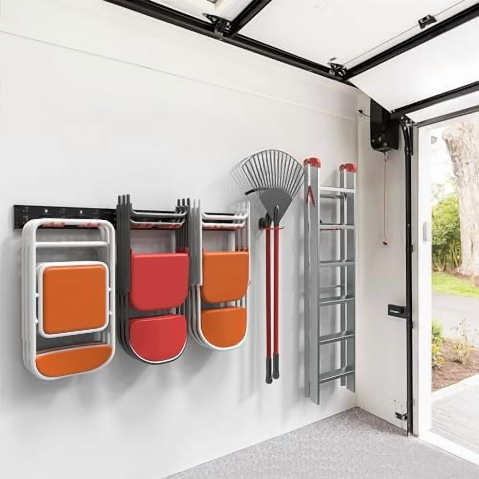Wall Mount Garage Organizer Tool Storage Rack, Heavy Duty Folding Chair ...