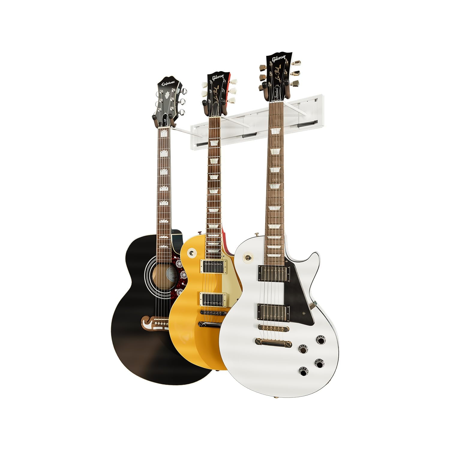 Wall Mount Guitar Rack for Multiple Guitars, 3 Adjustable Padded ...