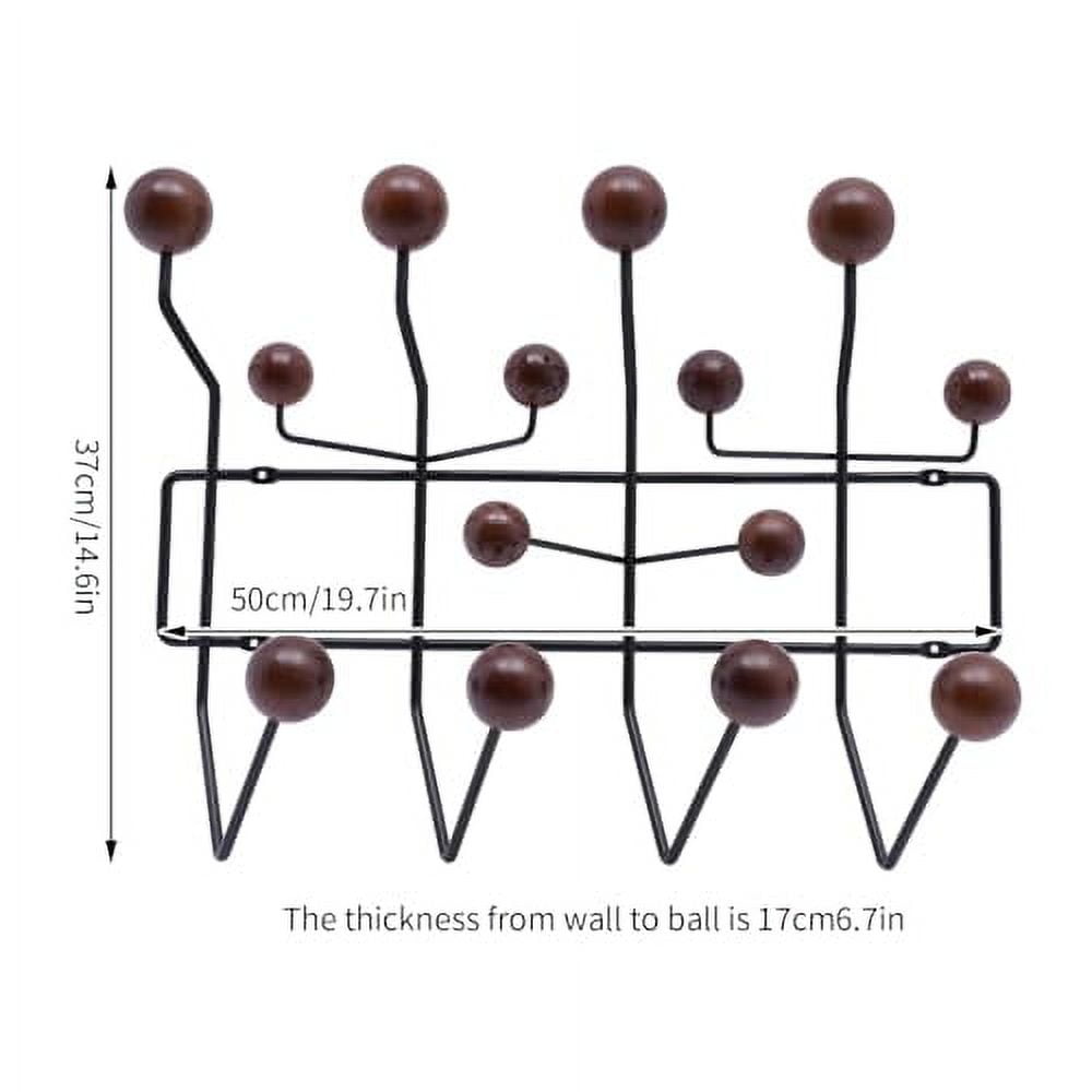Wall Mount Hat Coat Rack, 20kg Capacity Candy Hook Walnut Wooden Solid ...