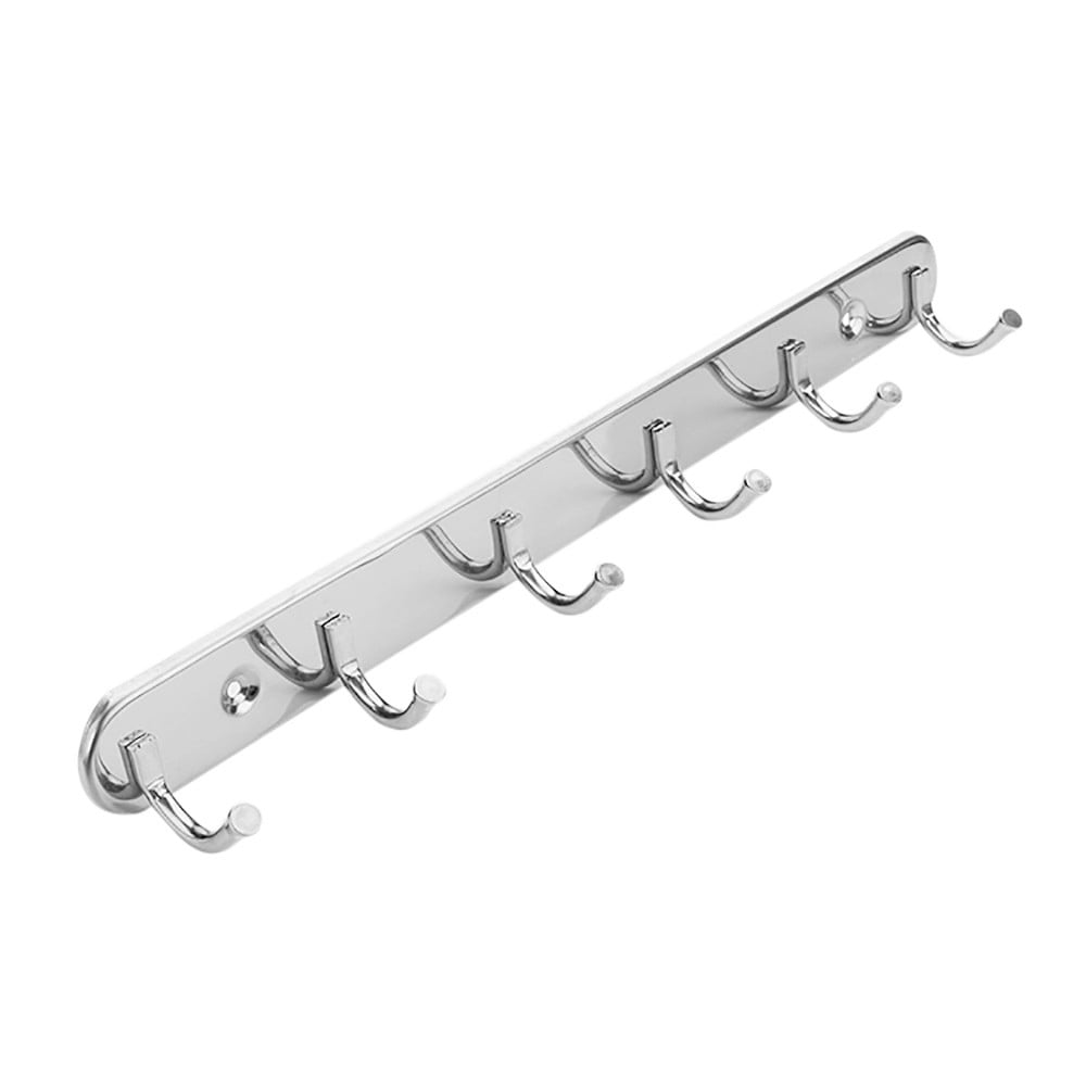 Wall Mount Hook Rack Stainless Steel Coat Rack Coat Hooks With 6 Hanger ...