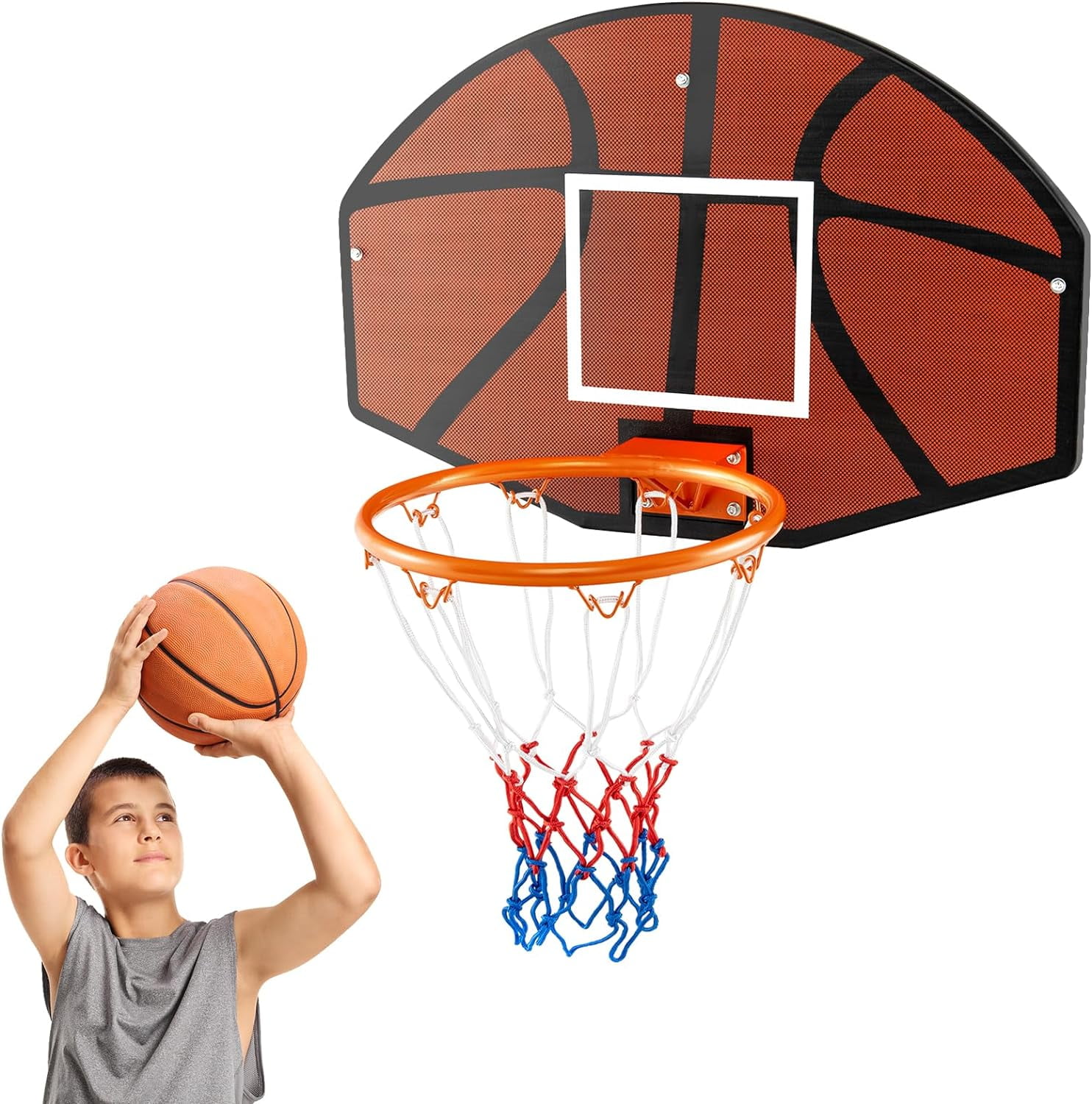 Wall Mount Hoop, 26" x 17.5" Indoor Outdoor Games w/Large Shatter-Proof ...