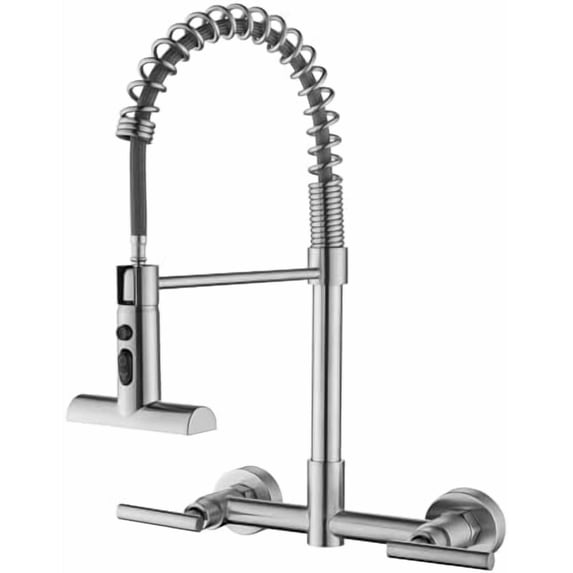 Wall Mount Kitchen Faucet, 8 Inch Center Wall Mount Faucets with 3 ...