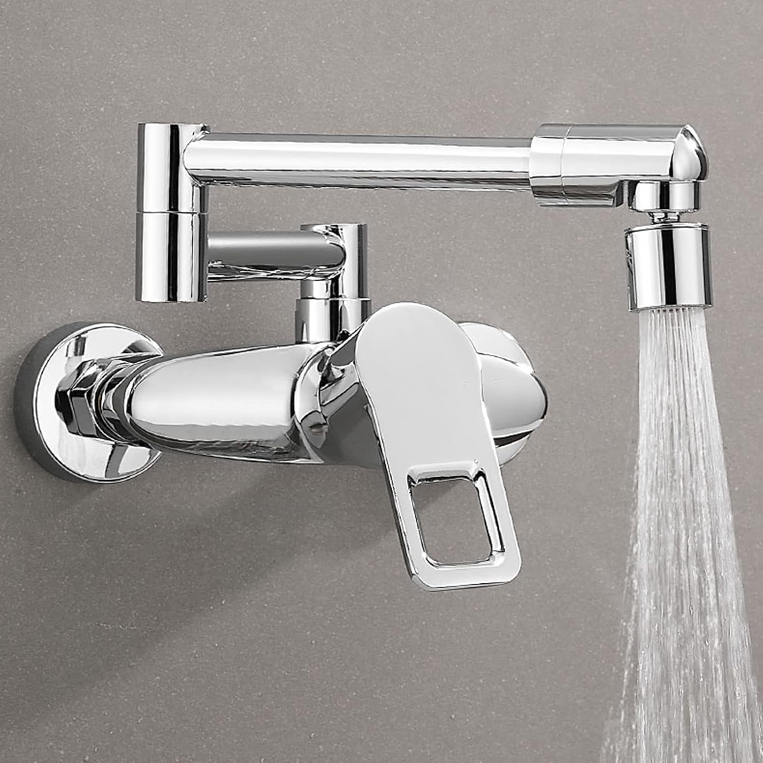 Wall Mount Kitchen Faucet Brass Folding Hot and Cold Dual Mode Swivel ...