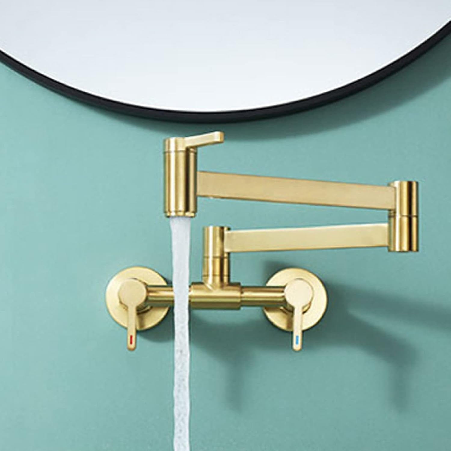 Wall Mount Kitchen Faucet,Brass Folding Wall Mount Faucets,Two-Handle ...