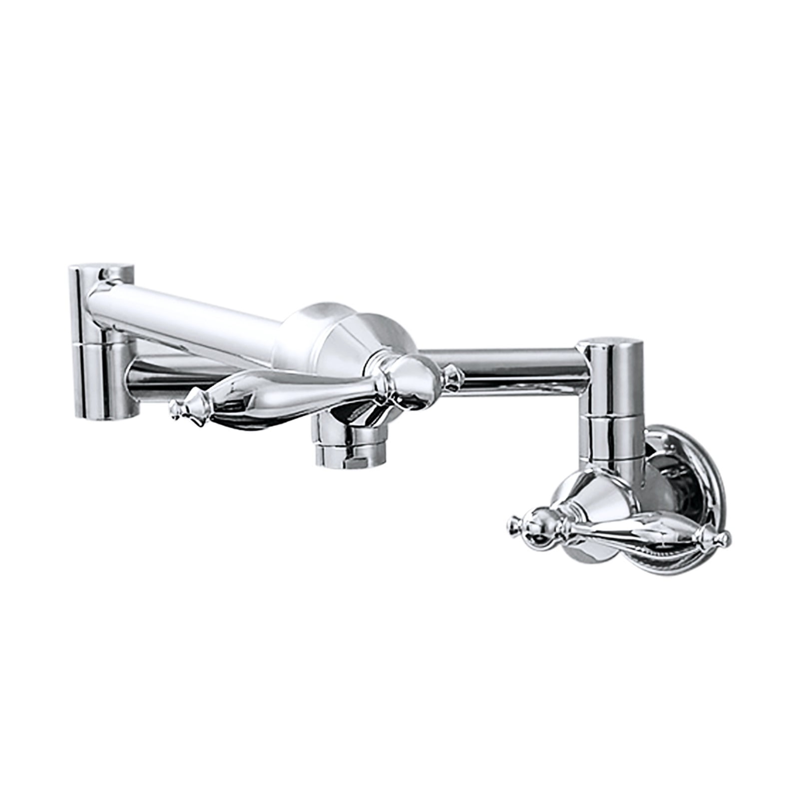 Wall Mount Kitchen Faucet Double Joint Swing Arm Pot Filler Sink Faucet ...