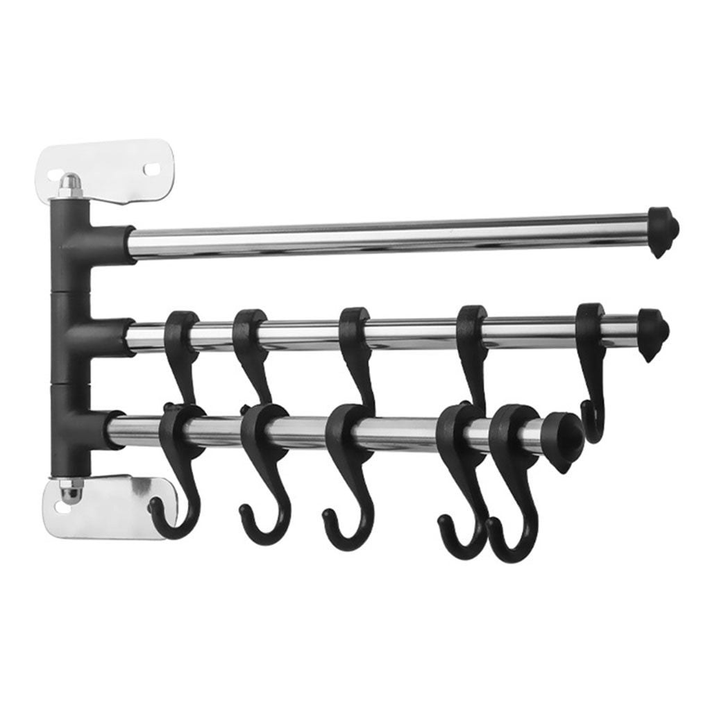 Wall Mount Kitchen Holder Rotating Stainless Rack Rail Hanger Hook ...