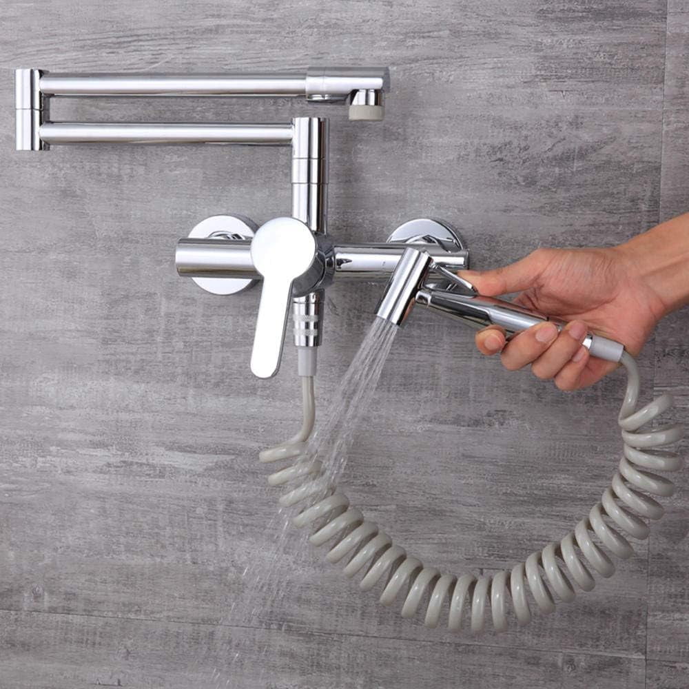 Wall Mount Kitchen Mixer taps Foldable Black, 2 Types of Water Outlet ...