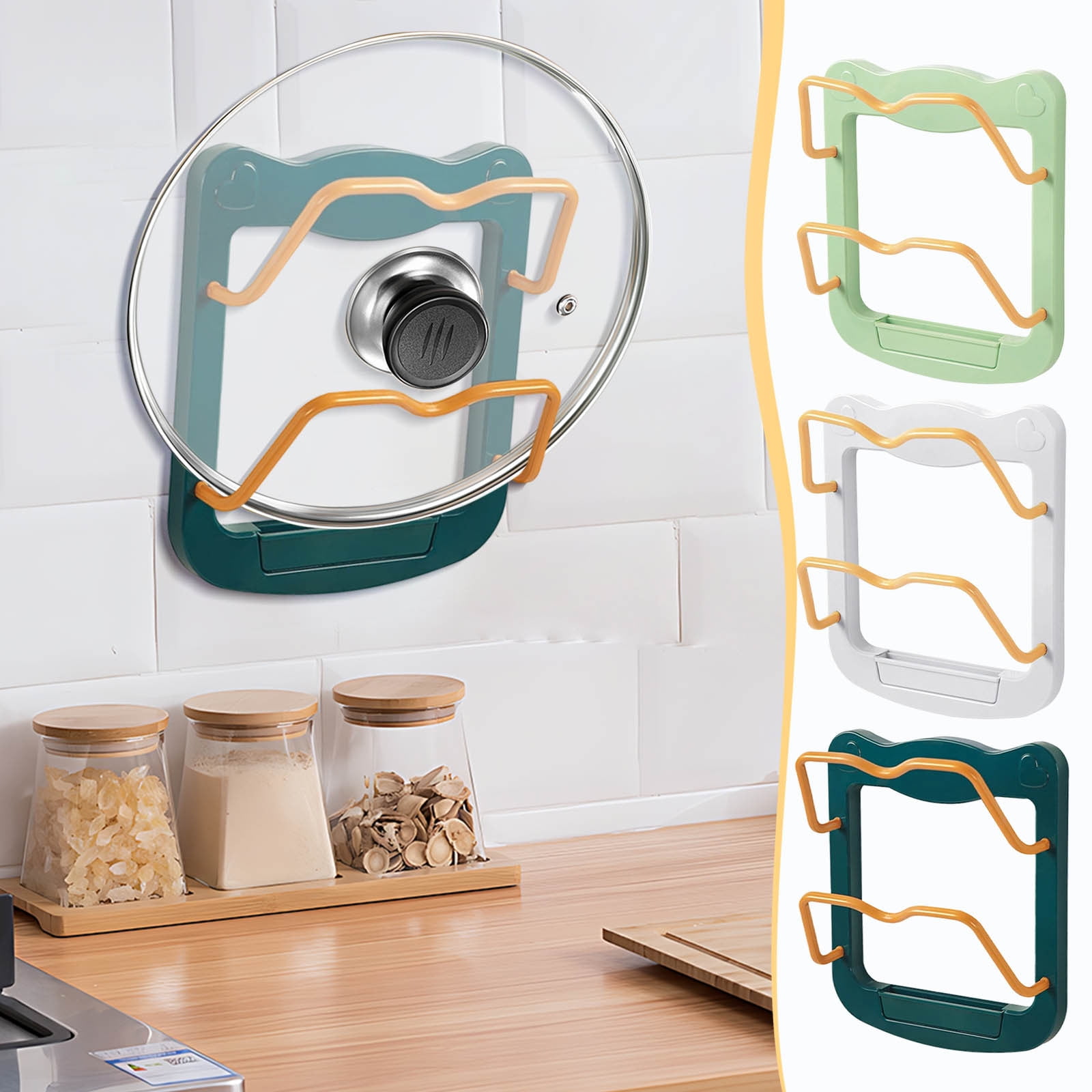 Wall Mount Kitchen Organizer Rack with Multiple Slots - Plastic Storage ...