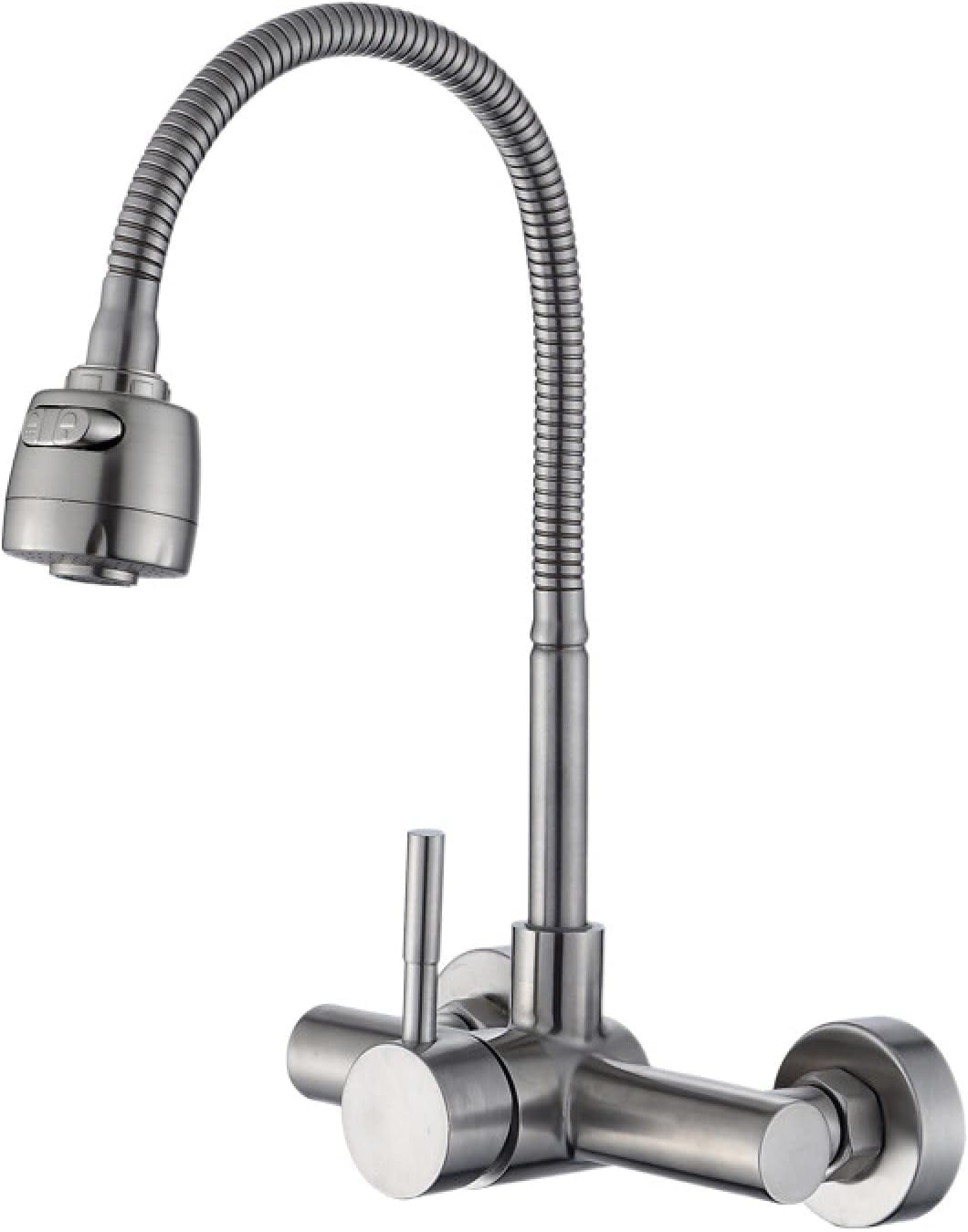 Wall Mount Kitchen Sink Faucet,Brushed,Single Level Stainless Steel ...