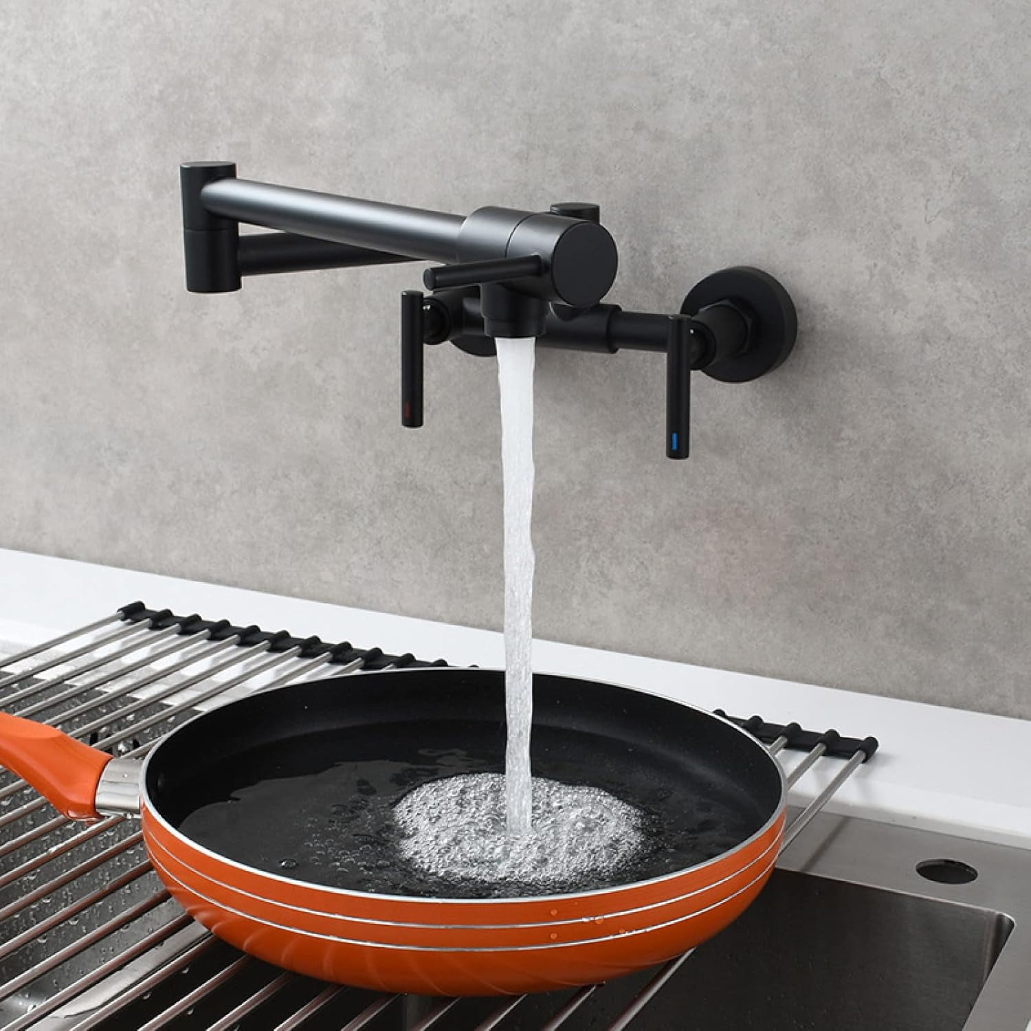 Wall Mount Kitchen Sink Faucet,Wall Mount Two Handle Folding Kitchen ...