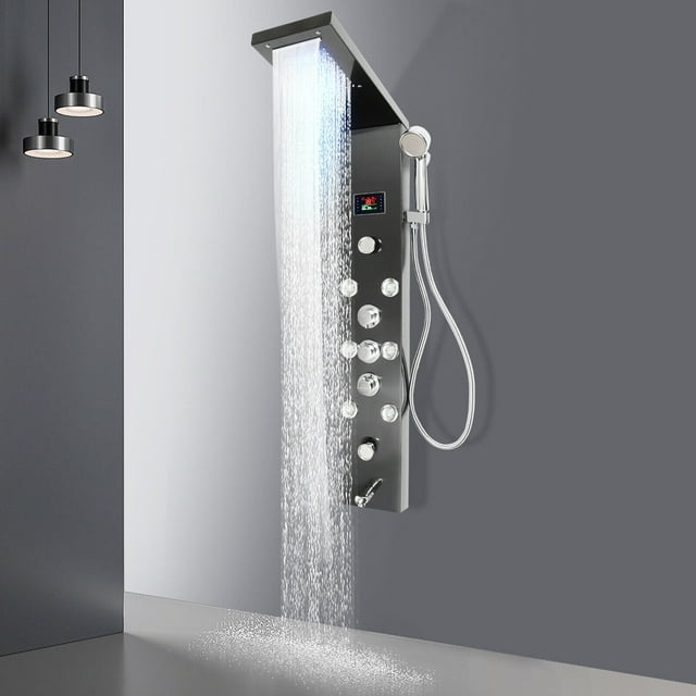 Wall Mount LED Shower Panel Tower System Rain Massage Full Body Shower ...