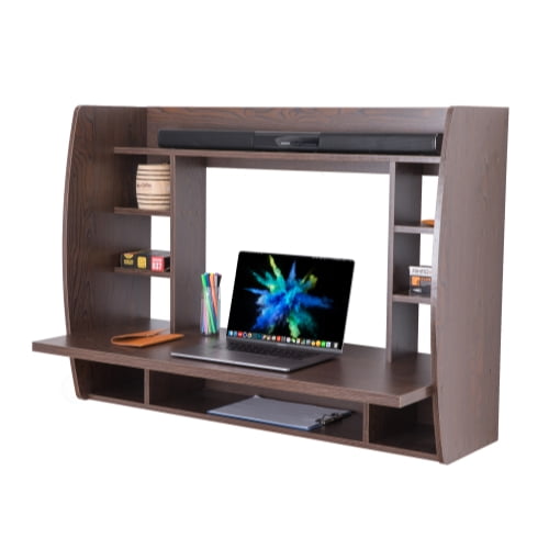 Wall Mount Laptop Office Desk with Shelves - Walmart.com